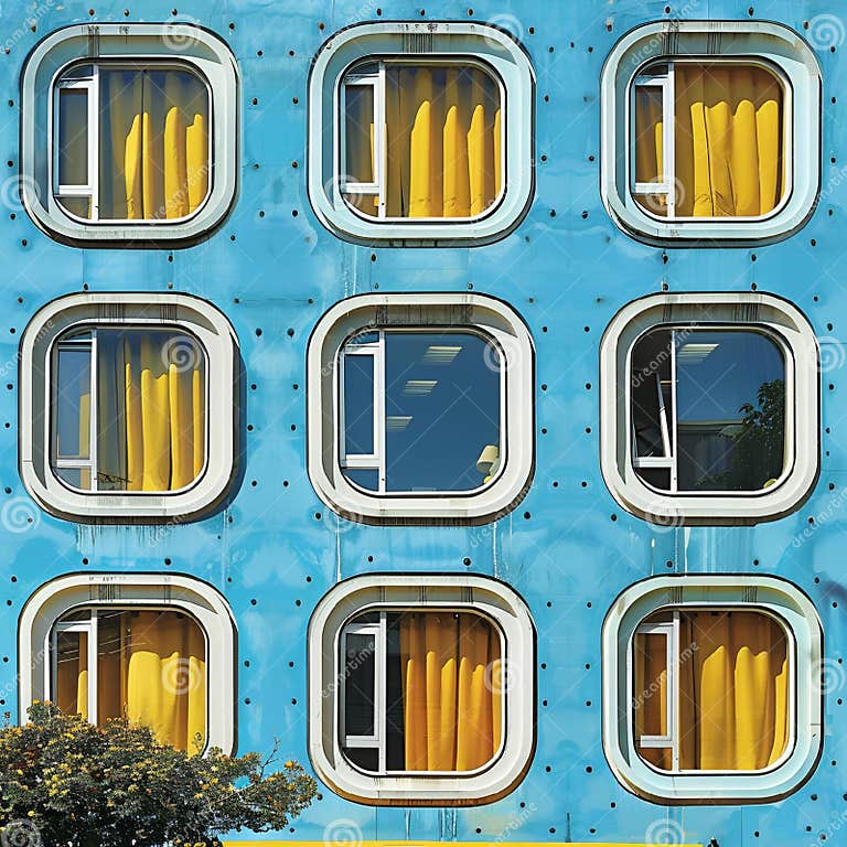 AI Generated Illustration of a Circular Structure with Windows on All Sides Stock Illustration ...