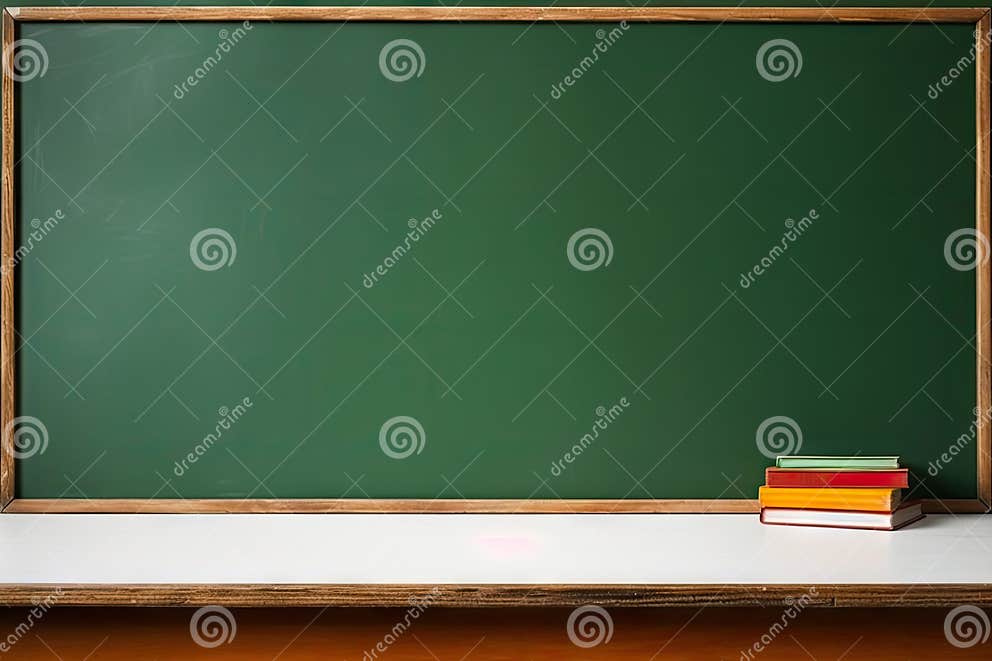 A Classroom Chalk Board on a Shelf with a Stack of Books Stock ...