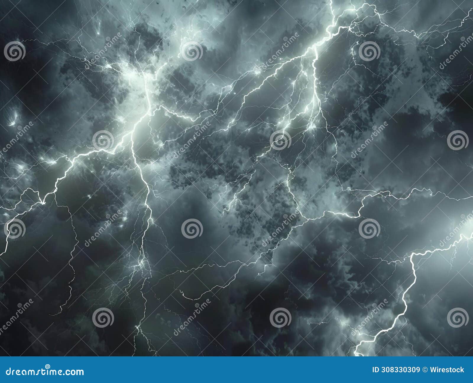 AI Generated Illustration of a Close Shot of Serveral Lightnings in an ...