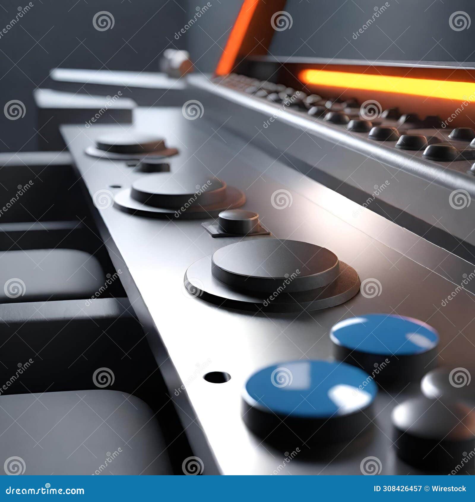 A Close Up of a Control Panel with a Light in the Background Stock ...