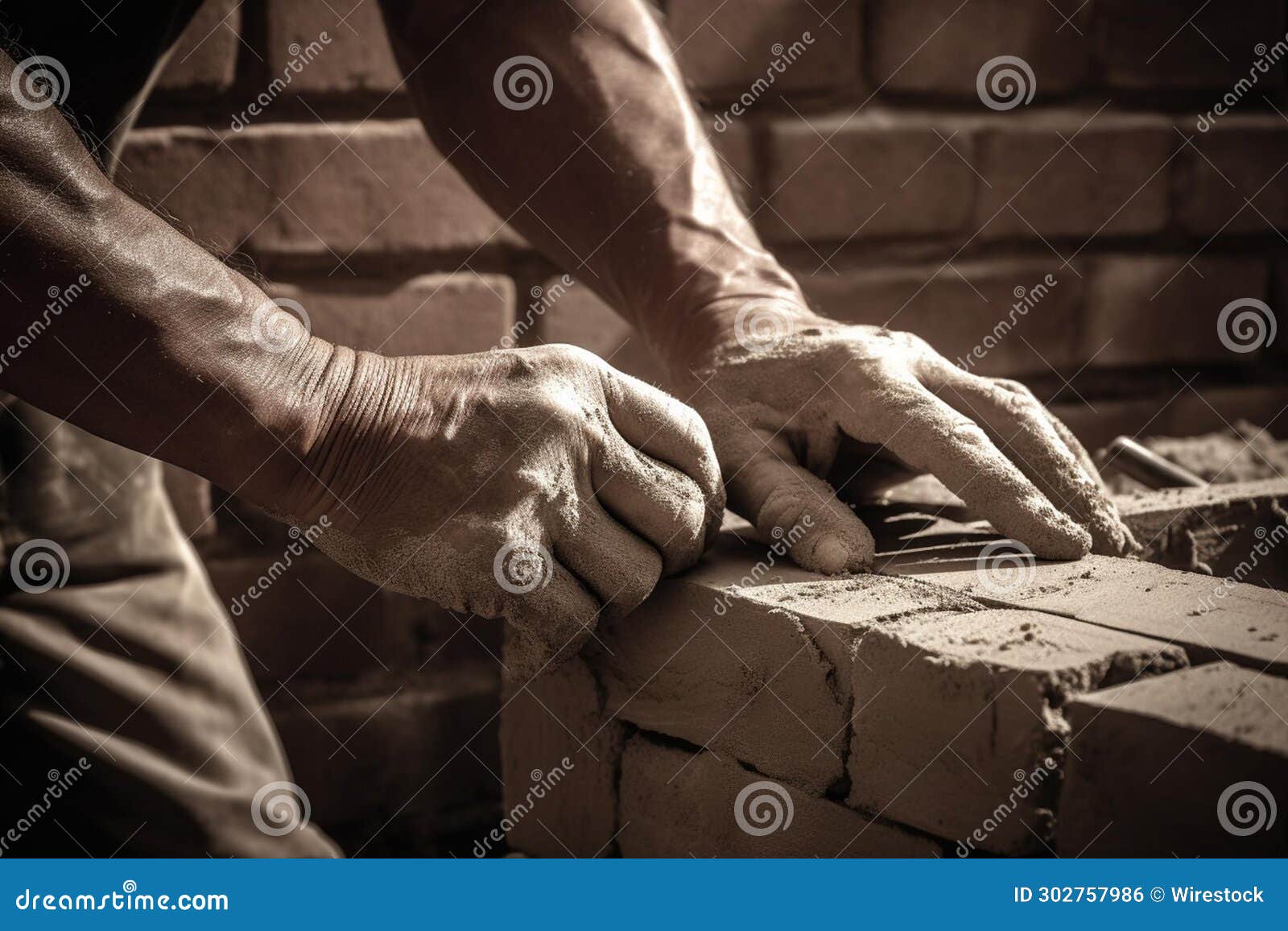 AI Generated Illustration of a Close-up of a Man Carefully Placing ...