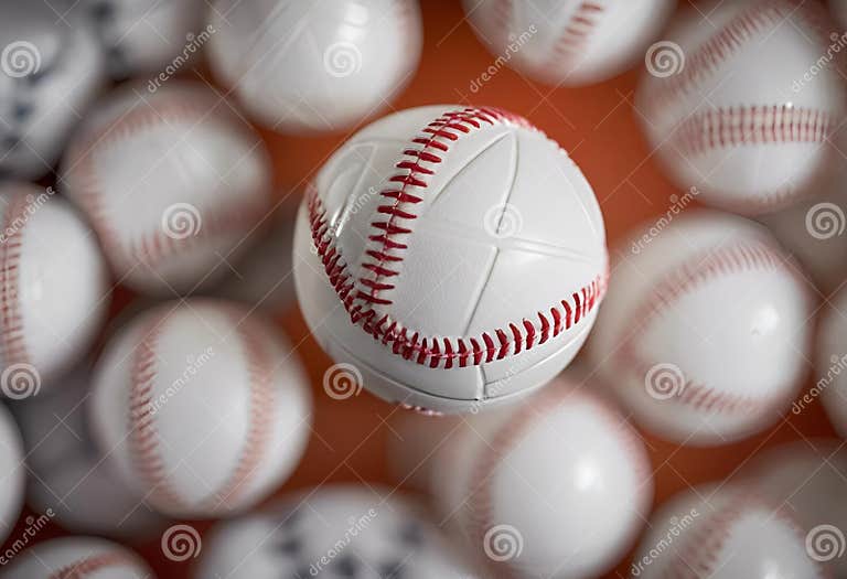AI Generated Illustration of a Close-up Shot of Multiple Baseballs with ...