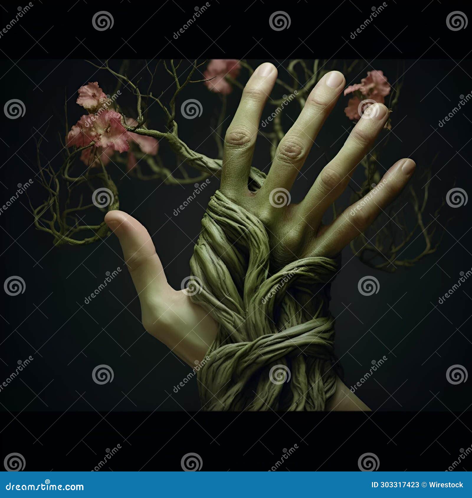AI Generated Illustration of a Close-up View of a Hand with Vines ...