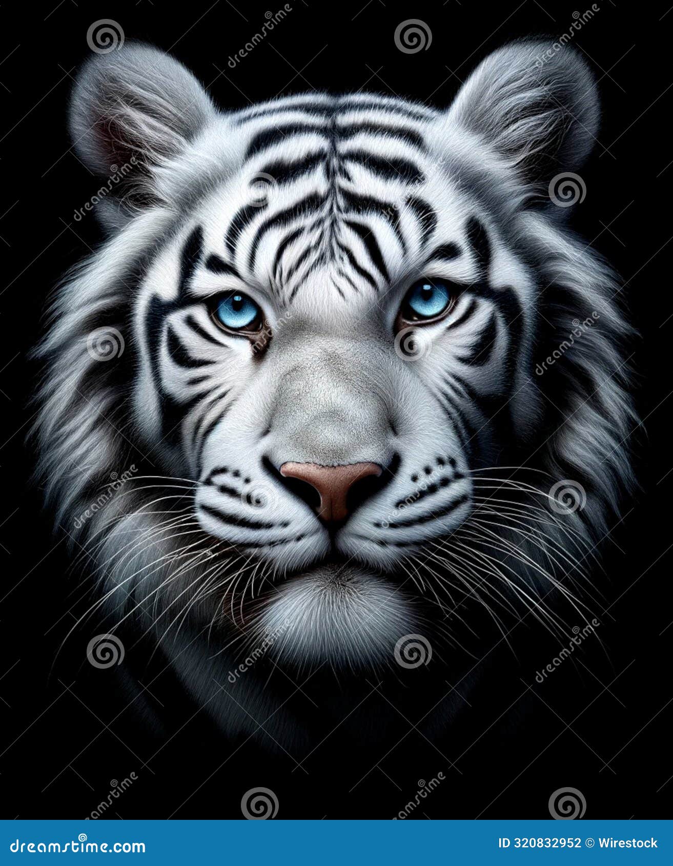 AI Generated Illustration of a Close-up of a White Tiger with Intense ...