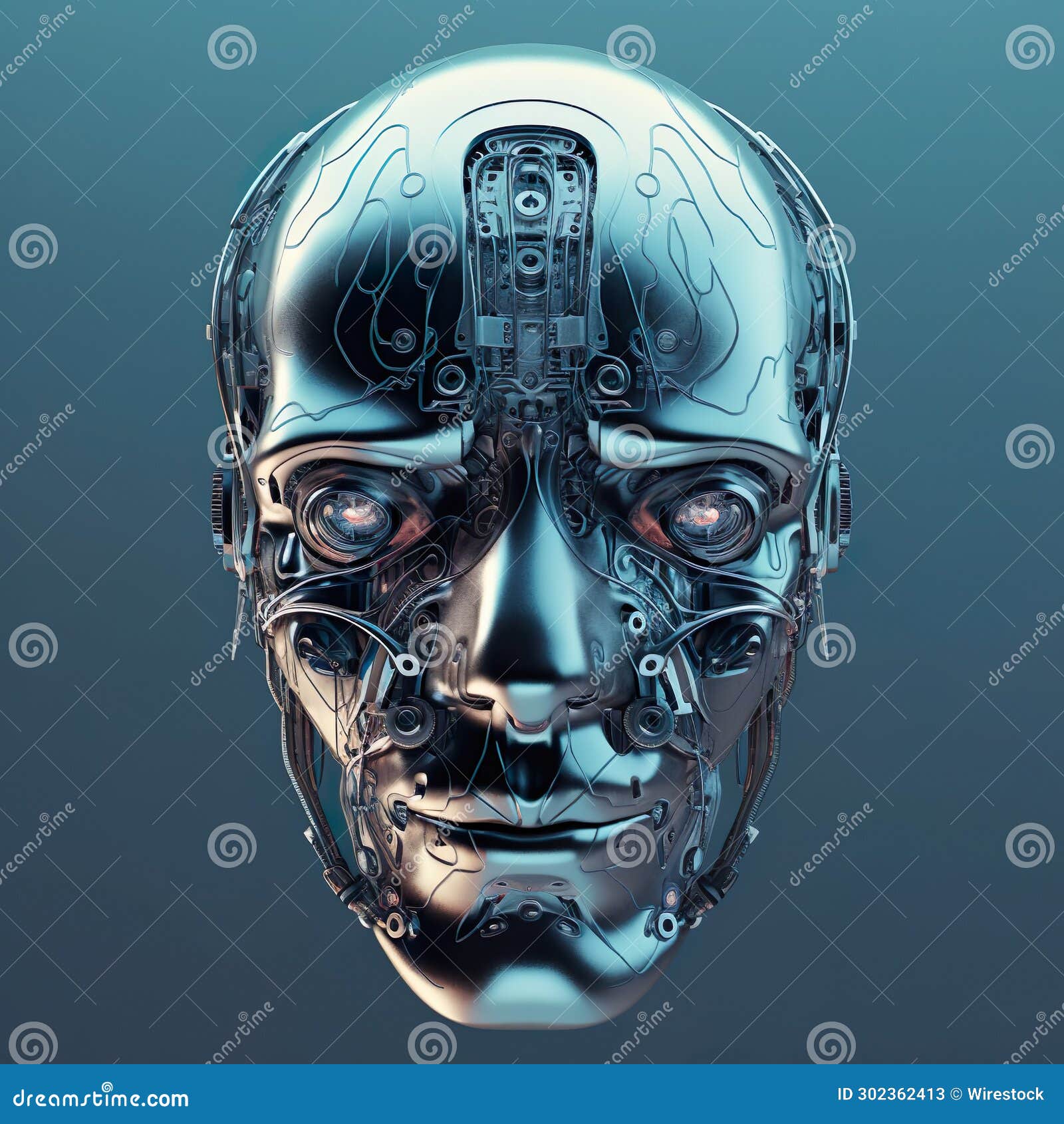 Portrait Of A Robotic Cyborg Amidst The Neon-lit Skyscrapers Of A ...