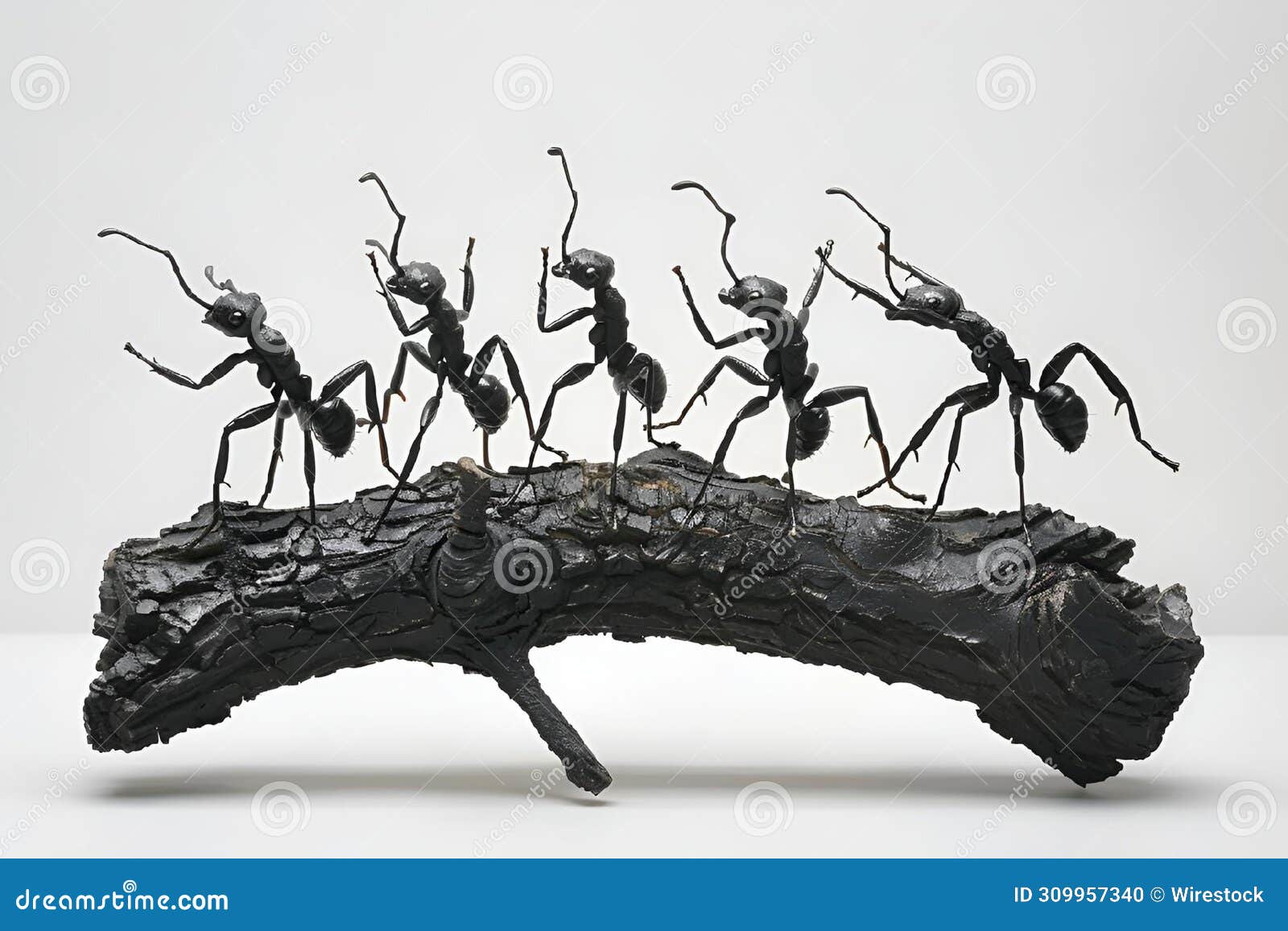 AI Generated Illustration of a Cluster of Ants on a Tree Log Stock ...