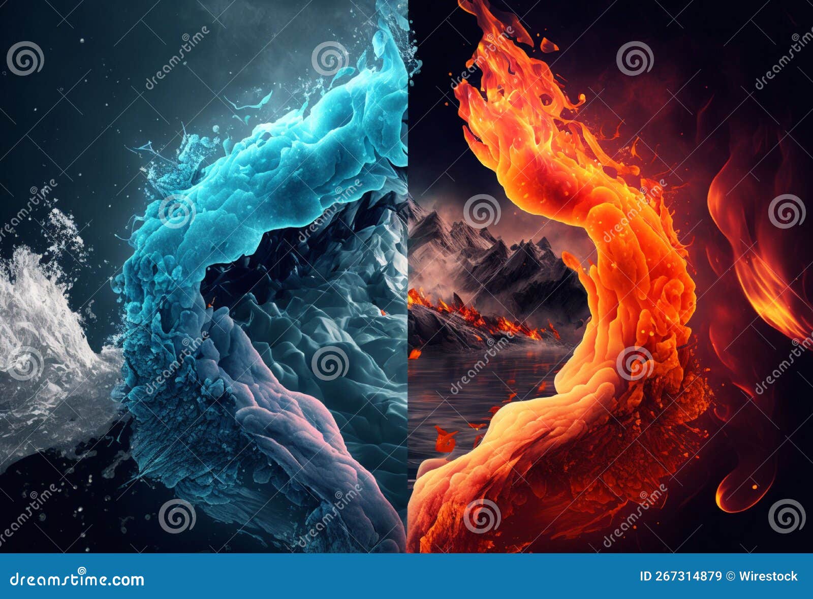 AI-generated Cold World Covered by Ice,and a Hot World Surrounded by ...