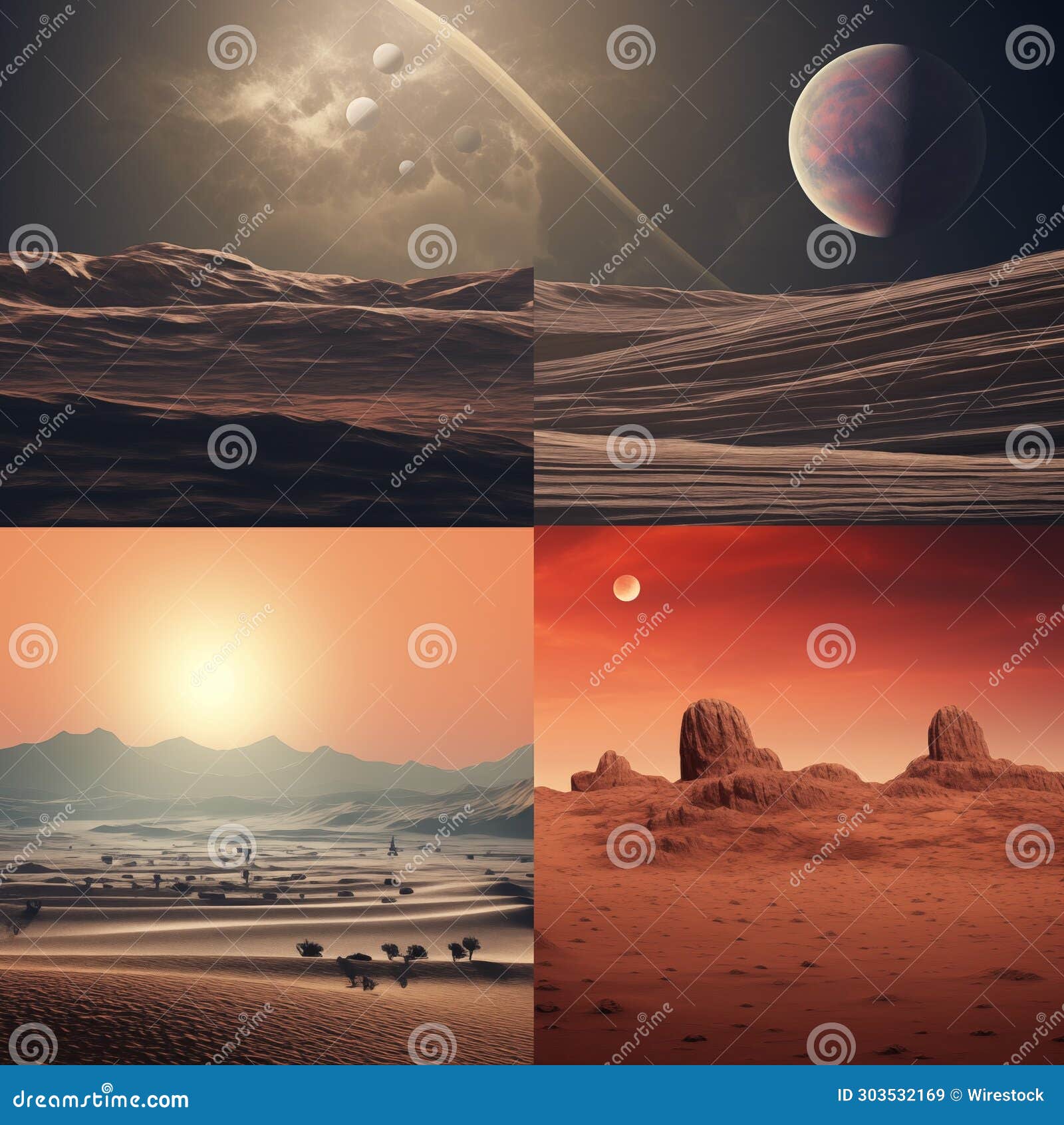 AI Generated Illustration of a Collage of Celestial Bodies in the E ...