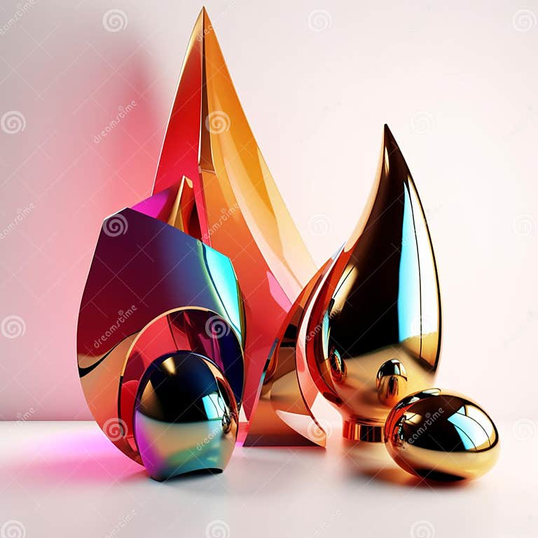 AI Generated Illustration of a Collection of Shimmering Spherical Objects with a Reflective ...