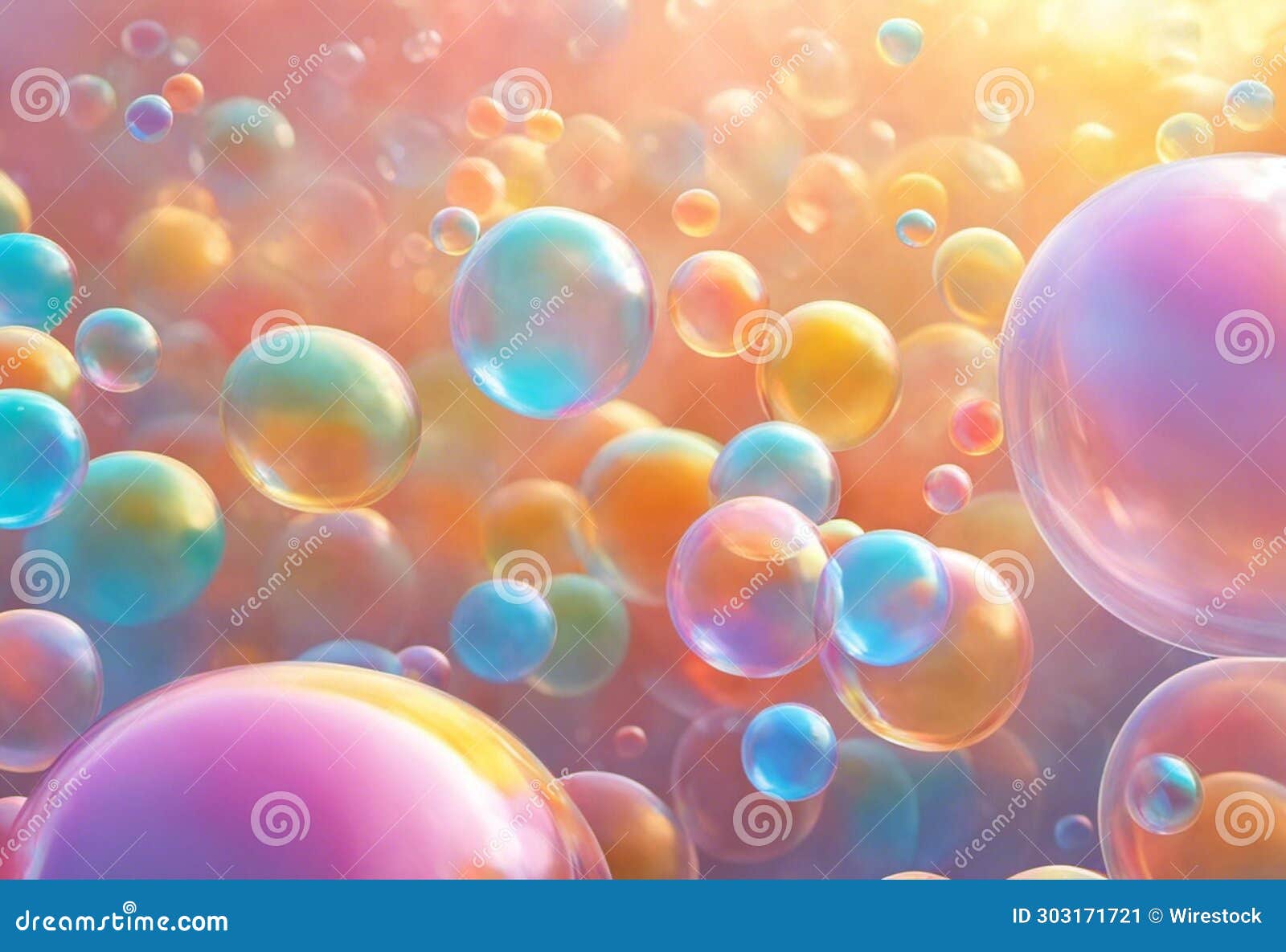 AI Generated Illustration of a Collection of Vibrant Bubbles Suspended ...