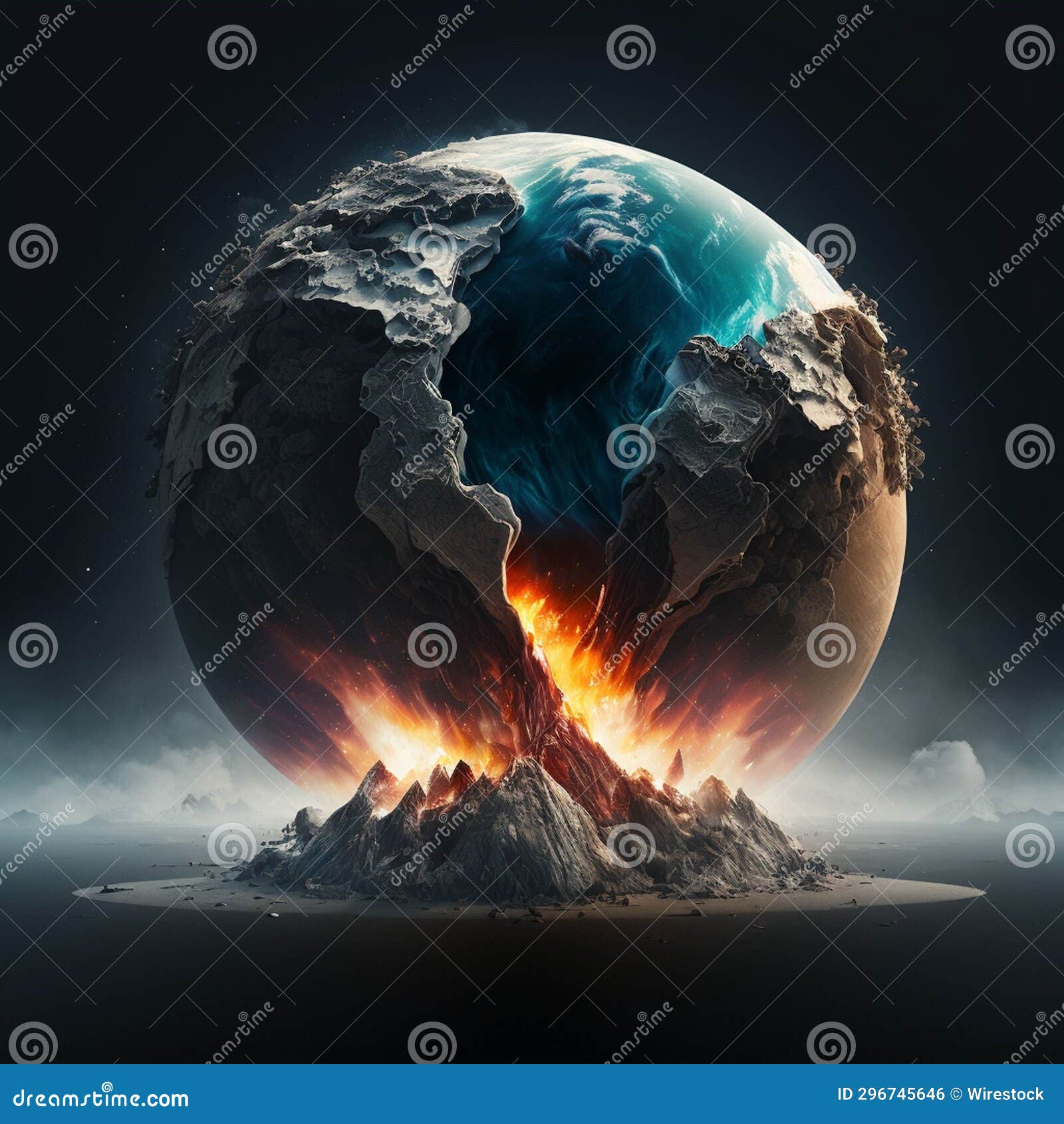 AI Generated Illustration of Collision of Two Huge Planets in a Dark ...