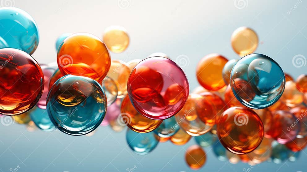 AI Generated Illustration of a Colorful Array of Bubbles Suspended in ...