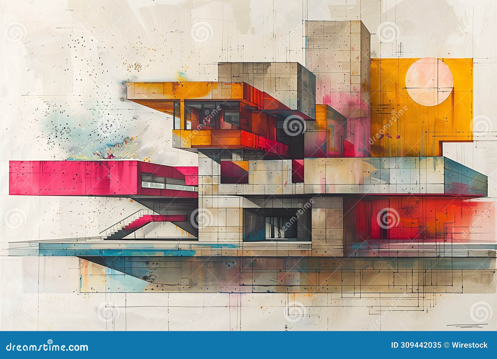 Colorful Brutalist Geometric Shapes Graphic Design Set Royalty-Free ...