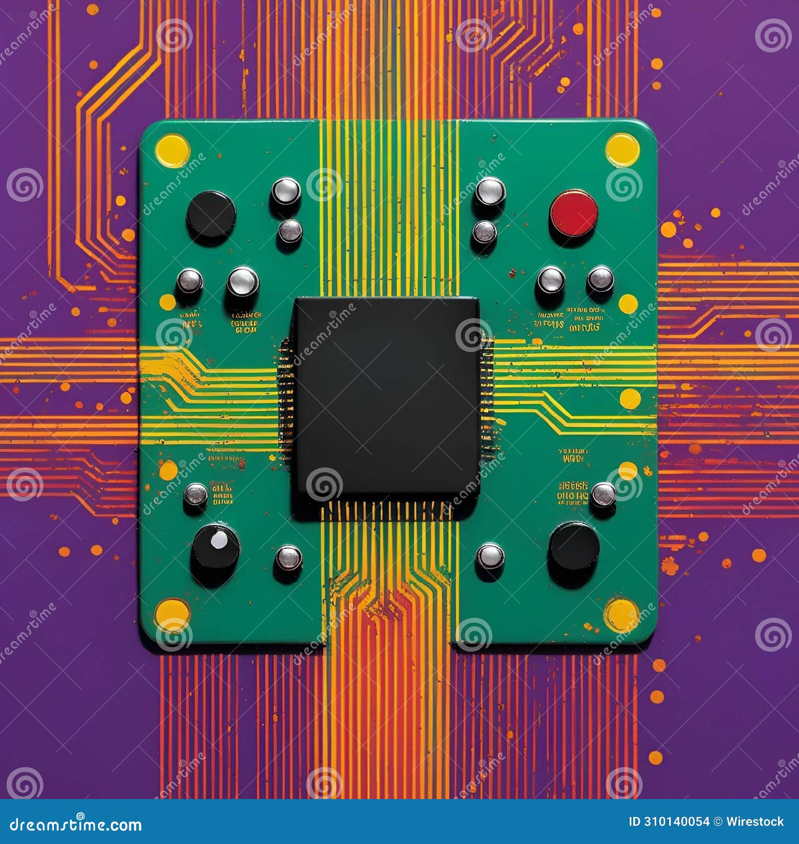 AI Generated Illustration of a Colorful Processor Placed on a Circuit ...