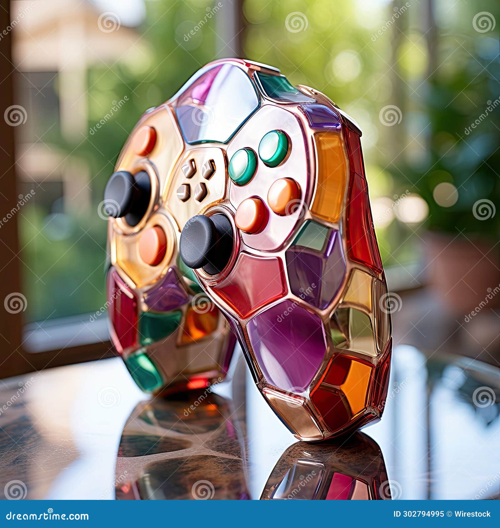 AI Generated Illustration of a Colorful Wireless Controller Against a ...