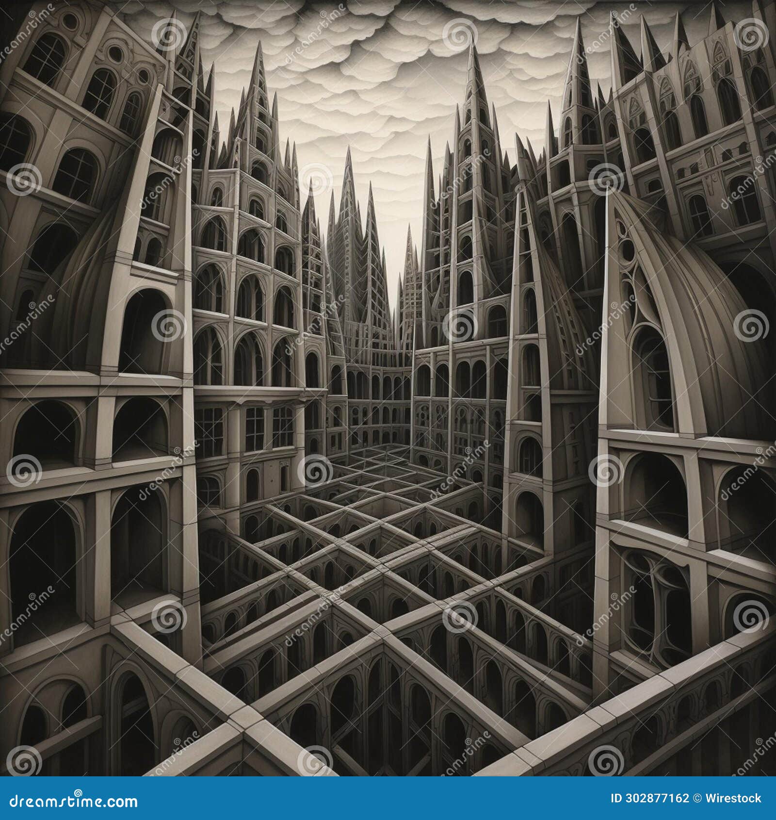 AI Generated Illustration of a Complex Maze with Numerous Intricate ...