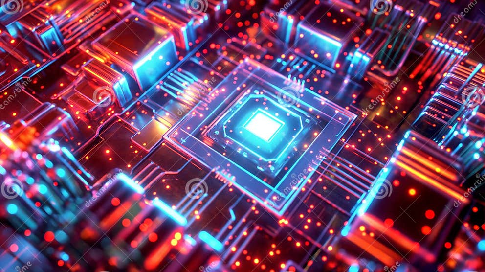 AI Generated Illustration of a Computer Core Technology Stock Image ...
