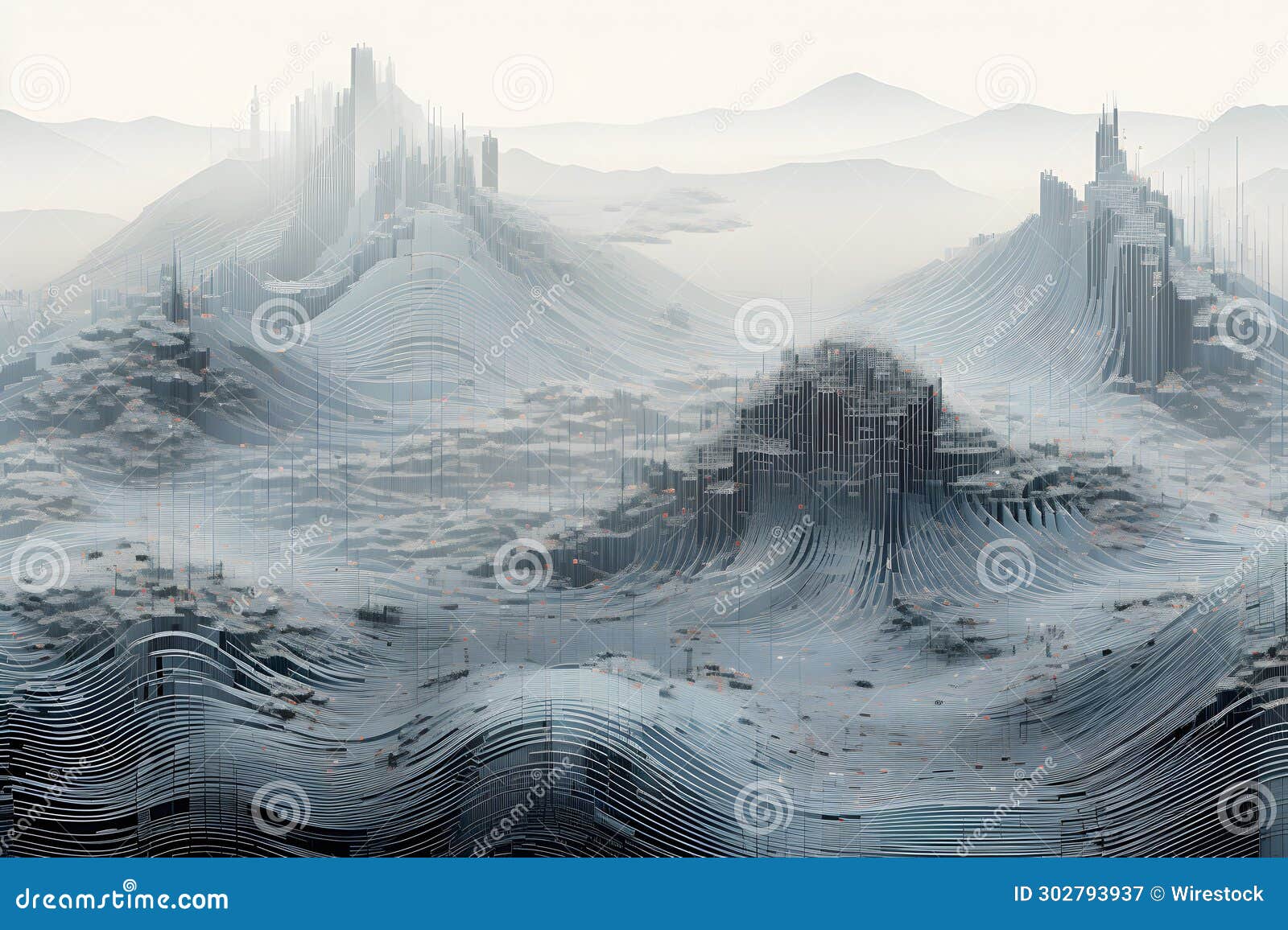 AI Generated Illustration of a Computer-generated Landscape of a Series ...