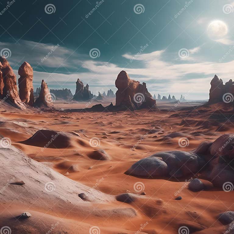 The Desert in a Computer Generated Image, with a Sky Background Stock ...