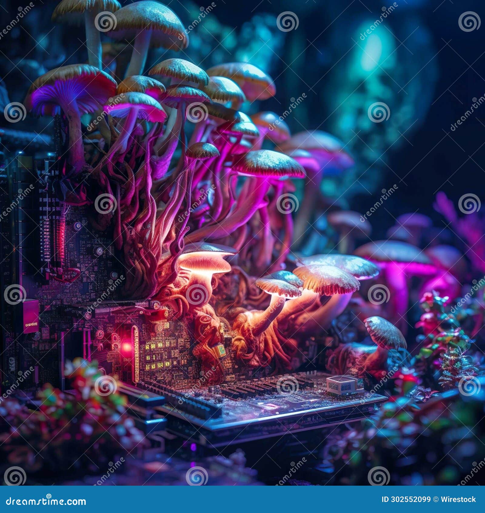AI Generated Illustration of a Computer Motherboard Covered with ...