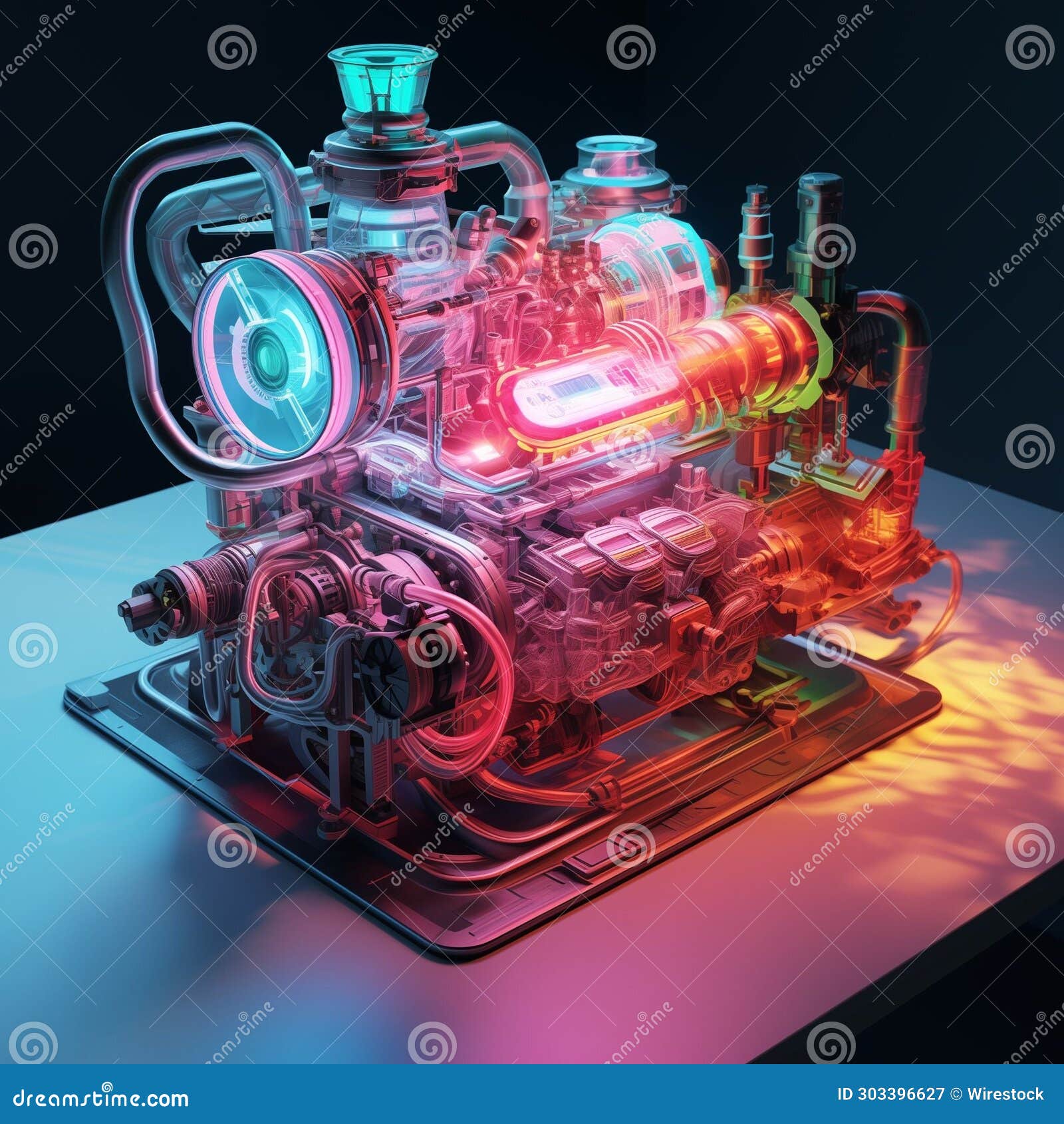 AI-generated Illustration of a Conceptual Glowing Engine Stock ...