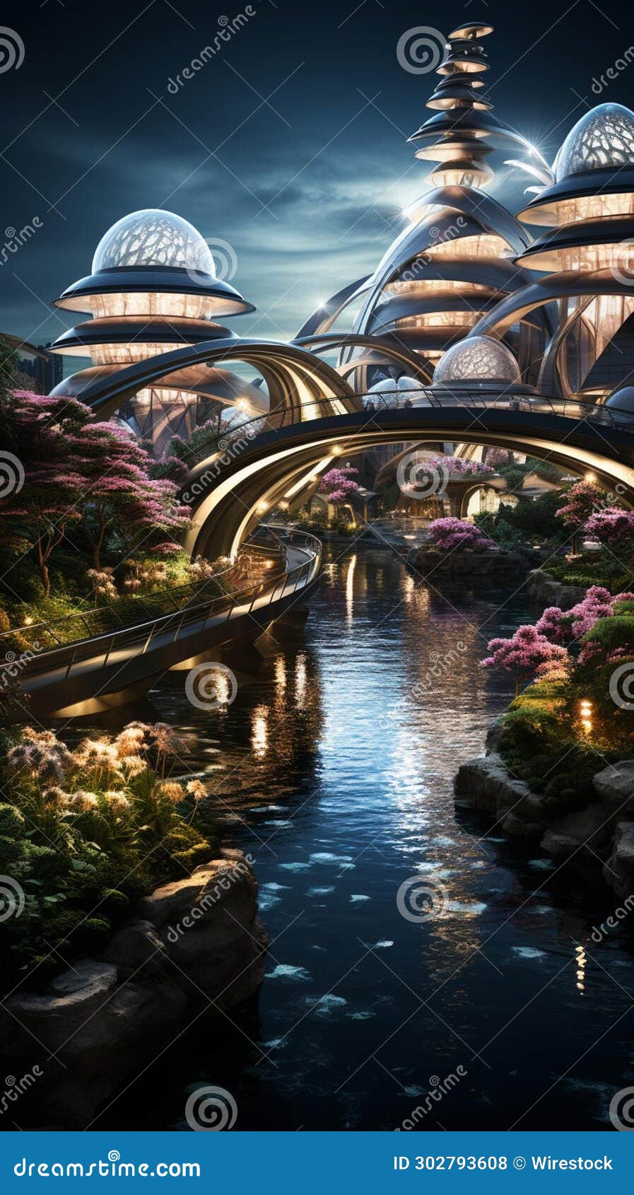 AI Generated Illustration of a Contemporary Structure beside a Tranquil ...