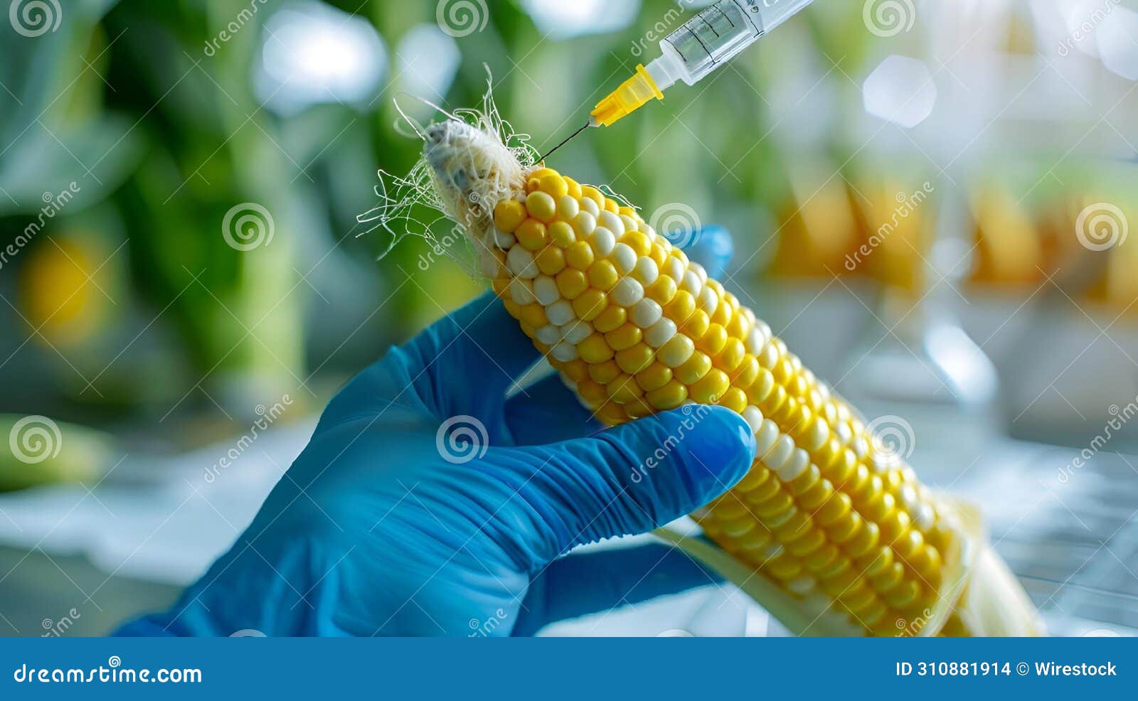 AI Generated Illustration of Corn Getting Injected in a Lab. Stock ...