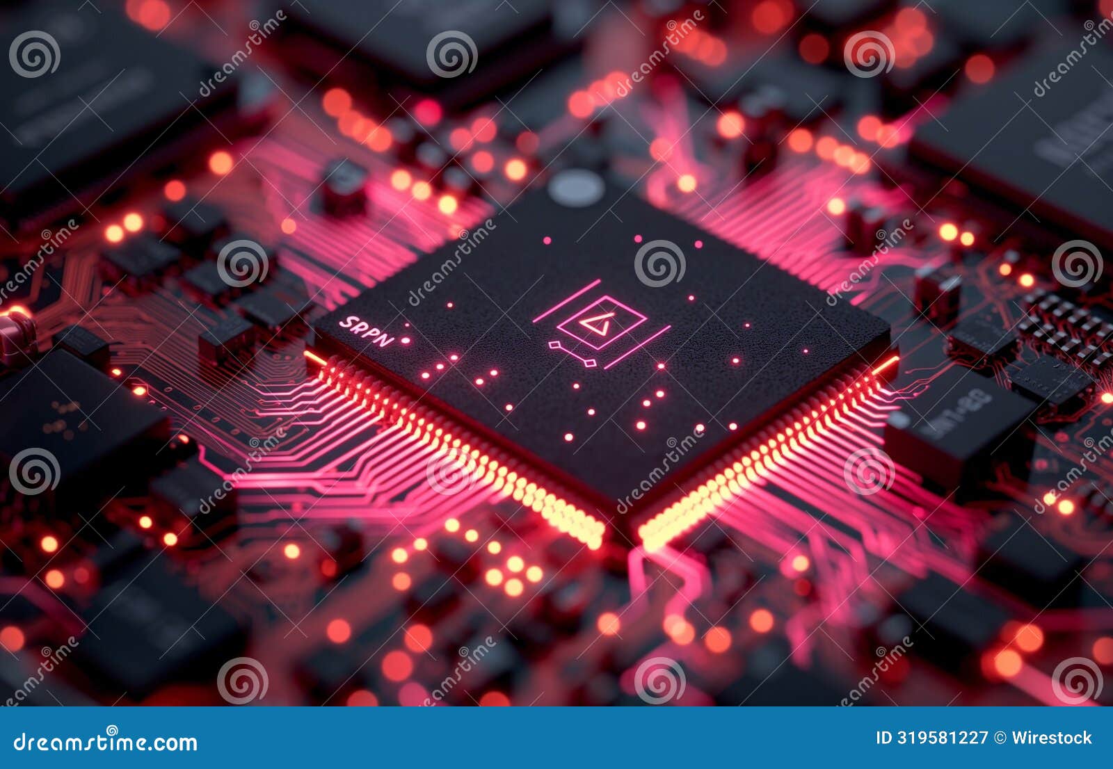AI Generated Illustration of CPU Chip on Top of Electronic Motherboard ...