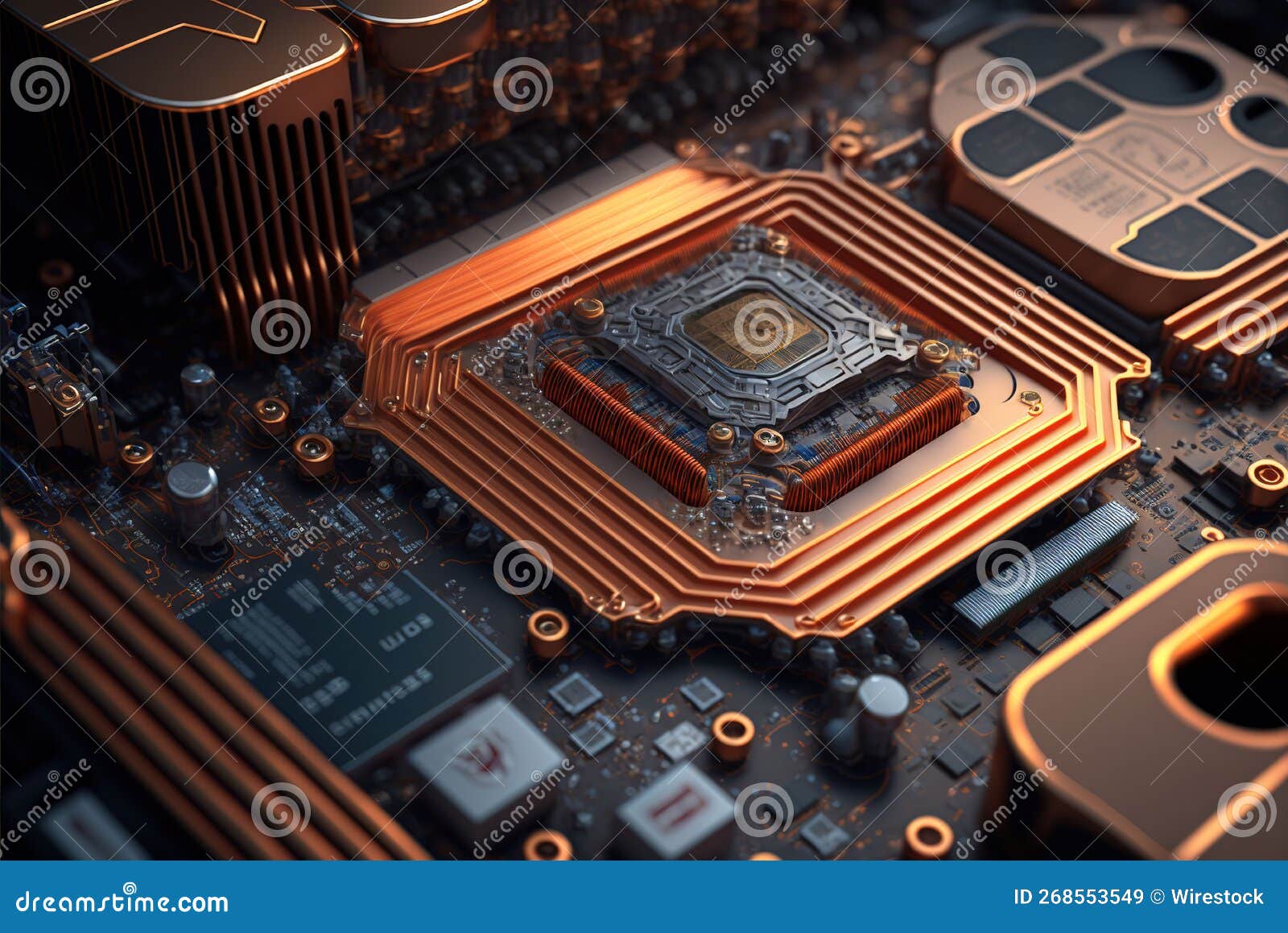 AI-generated Illustration of a CPU Motherboard Central Computer ...