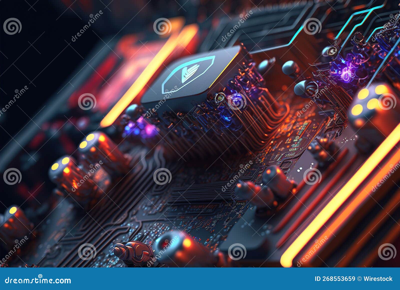 AI-generated Illustration of a CPU Motherboard Central Computer ...