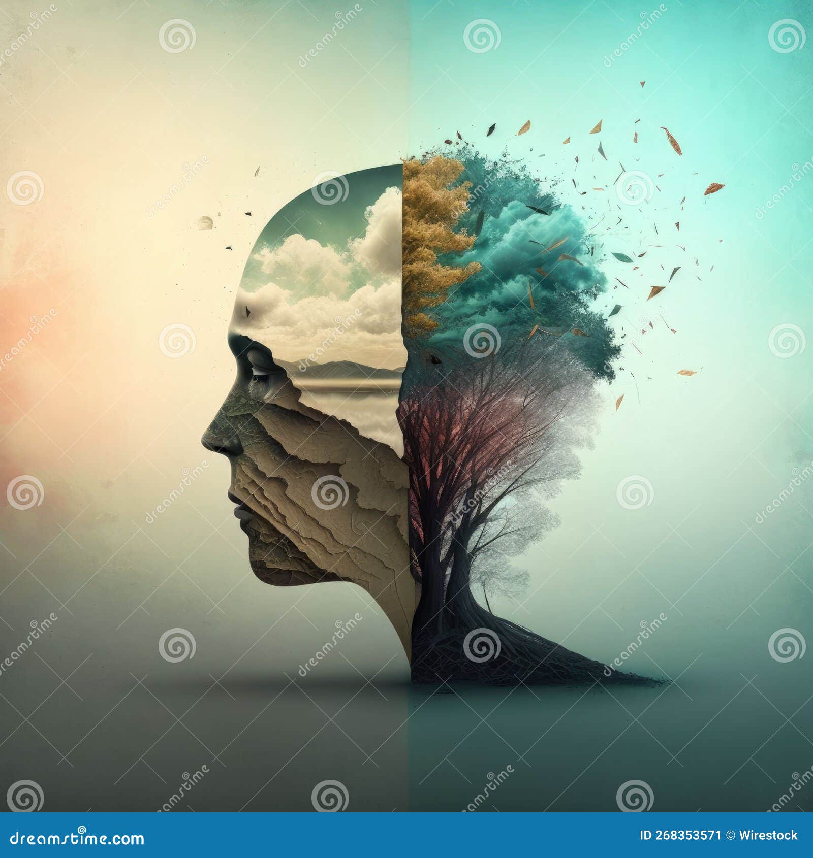AI Generated Illustration of Creative Idea of a Head with Different ...