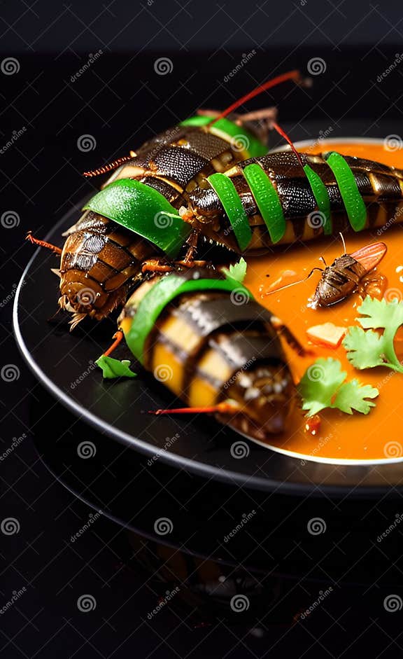 AI Generated Illustration of a Culinary Dish Based on Cooked Insects ...