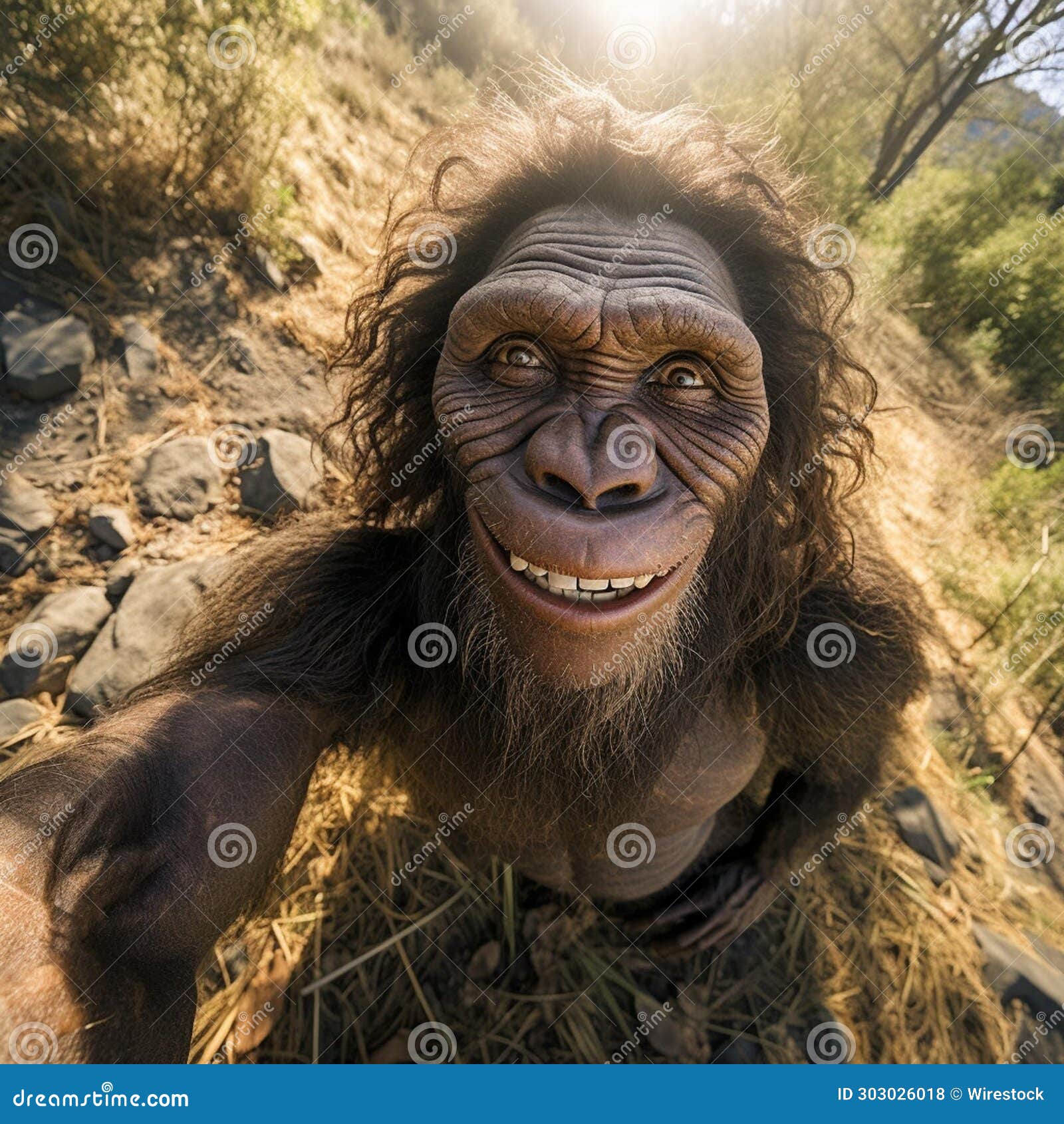 AI Generated Illustration of a Curious Ape Using a Smartphone To Take a ...