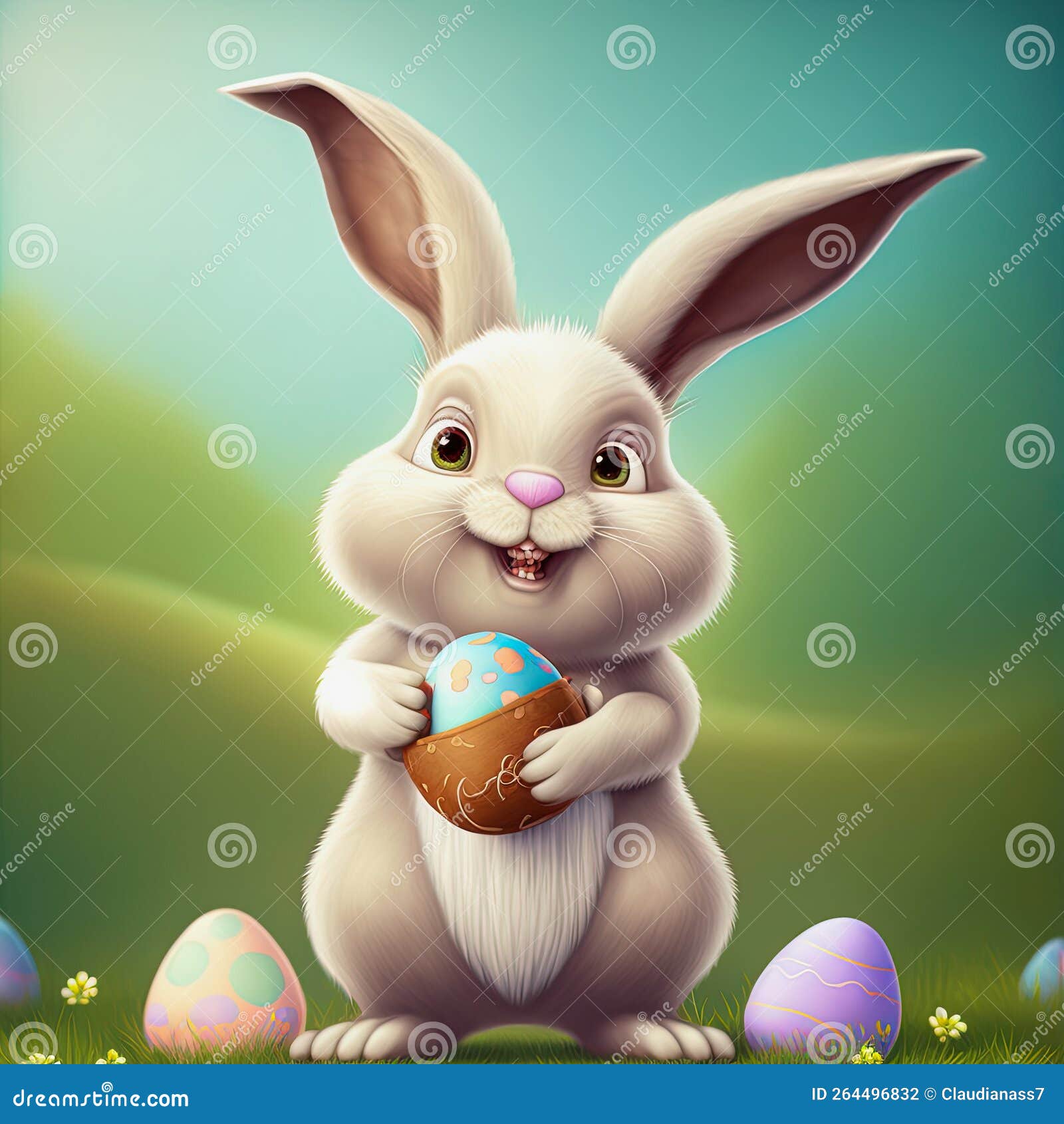 Ai Generated Illustration of a Cute Easter Bunny Stock Illustration ...