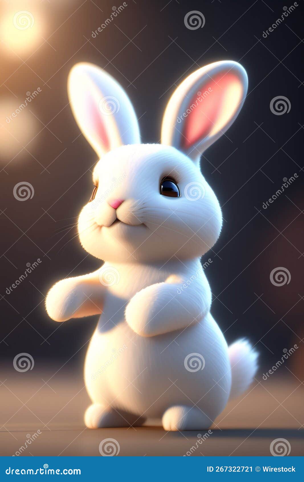 AI Generated Illustration of a Cute Fluffy White Rabbit Isolated on a ...