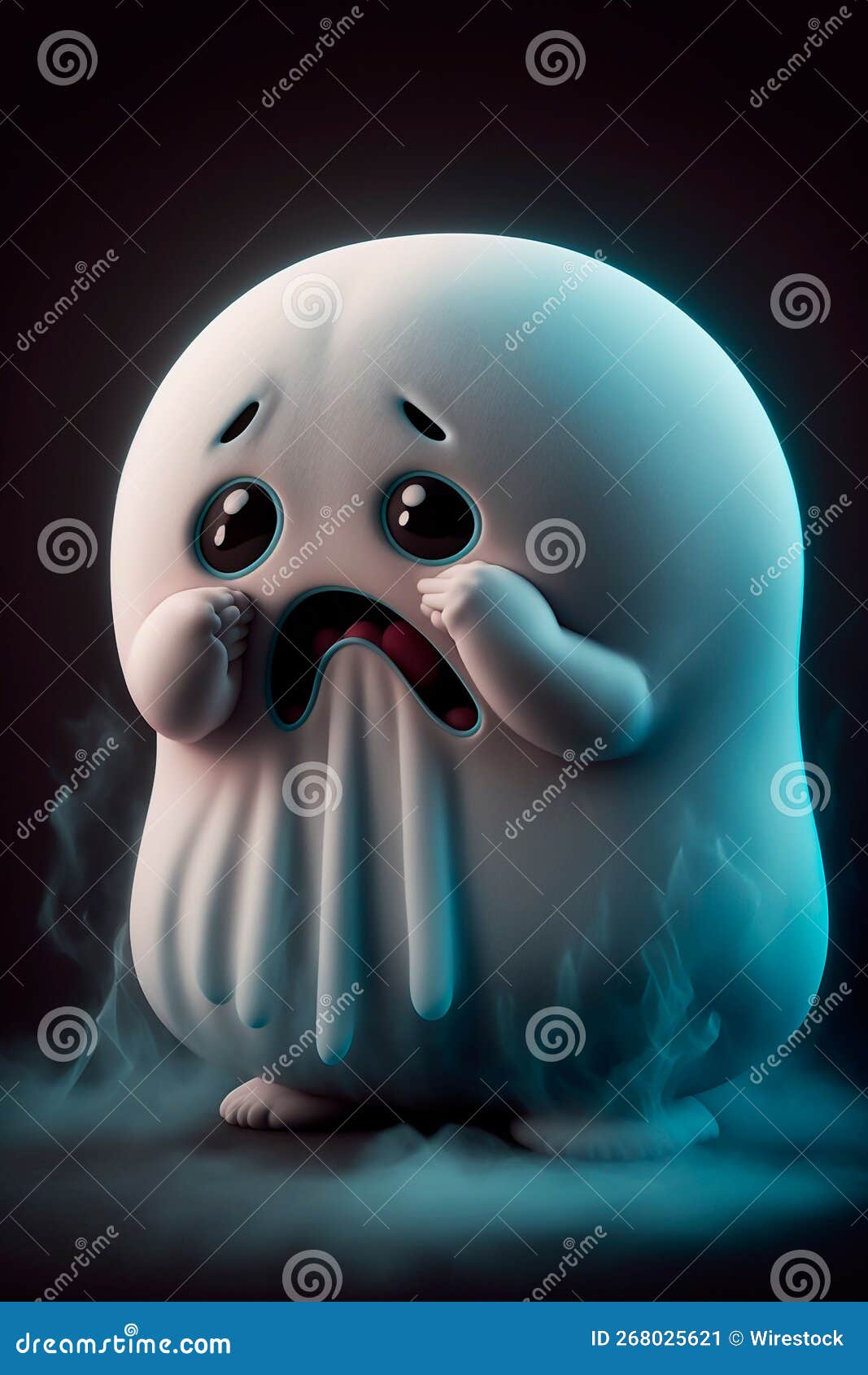 AI Generated Illustration of a Cute Ghost Creature Scared in the ...
