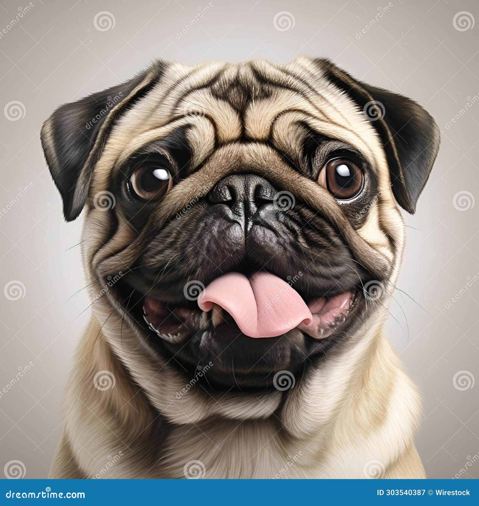 AI-generated Illustration of a Cute Pug Looking at the Camera Stock ...