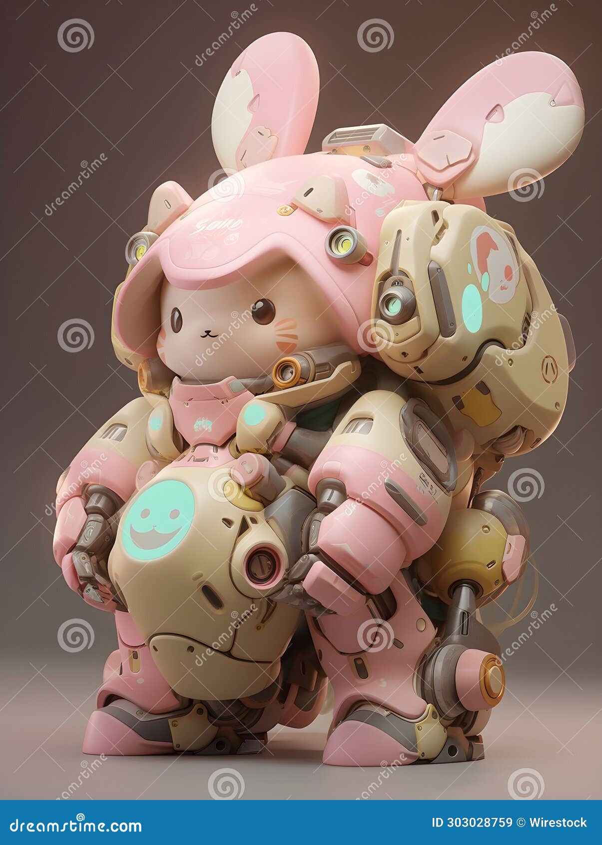 AI Generated Illustration of a Cute Robot in the Shape of a Bunny Stock ...