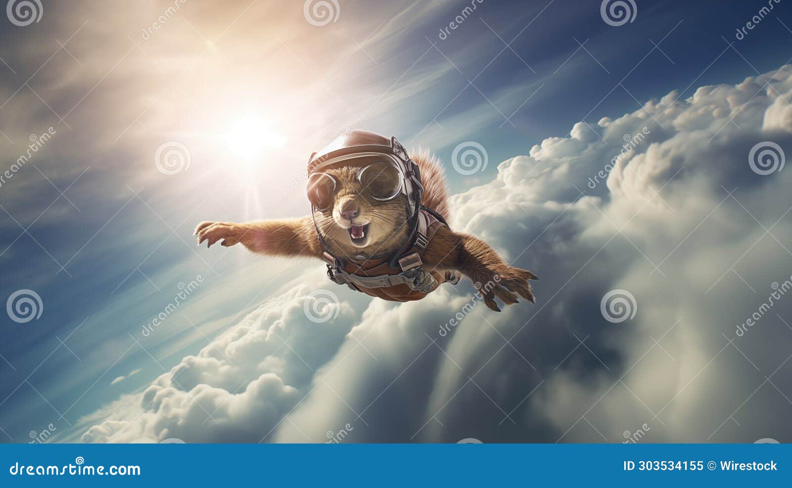 AI Generated Illustration of a Cute Squirrel Flying through the Air ...