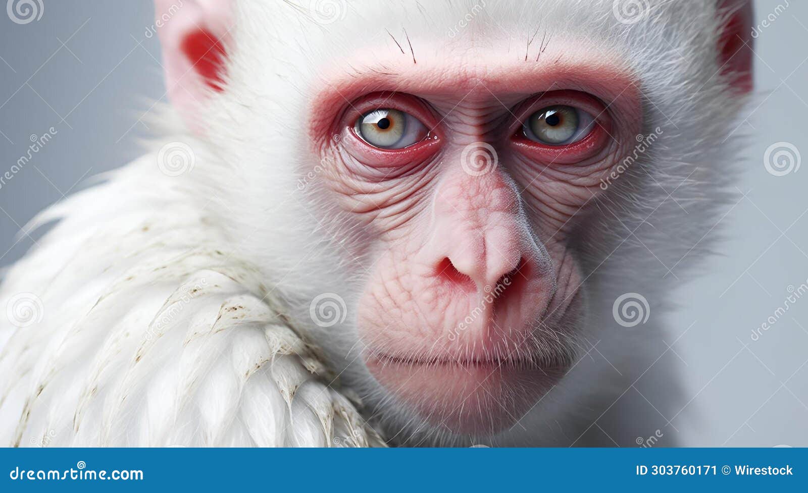 AI Generated Illustration of a Cute White Monkey with Red Eyes Stock ...