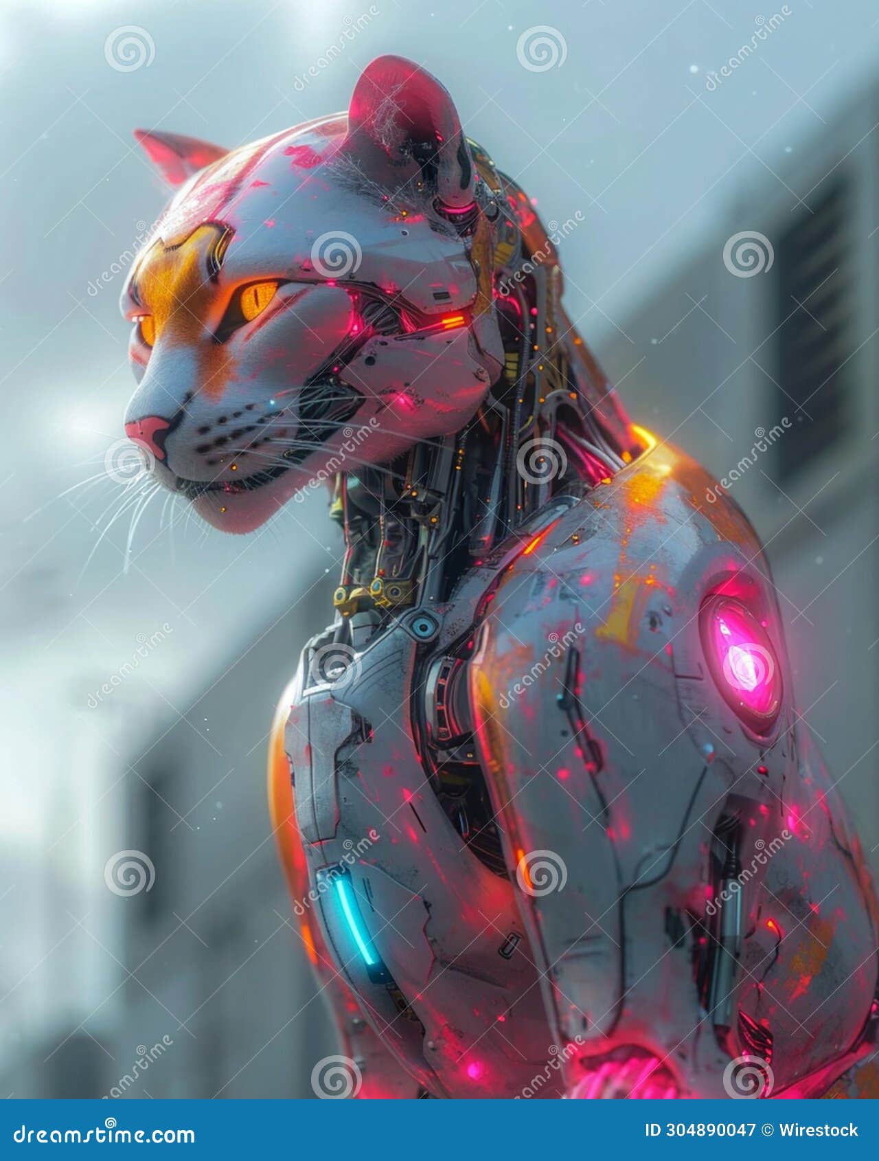 AI Generated Illustration of a Cyber Robotic Cat Stock Illustration ...