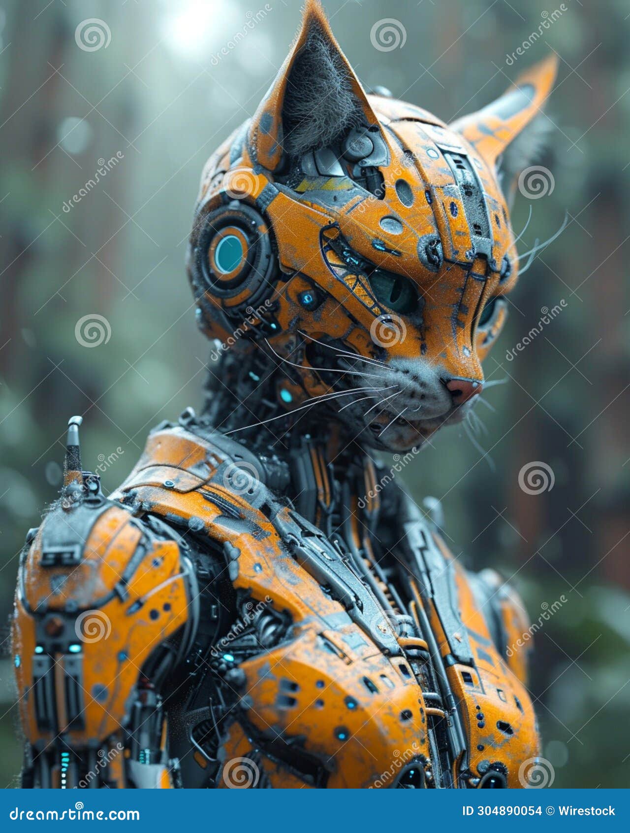 AI Generated Illustration of a Cyber Robotic Cat Stock Illustration ...