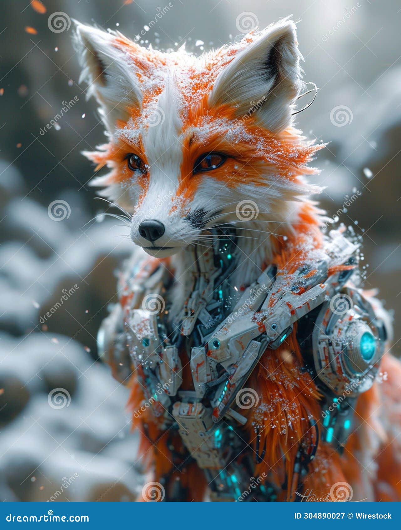 AI Generated Illustration of a Cyber Robotic Fox Stock Illustration ...