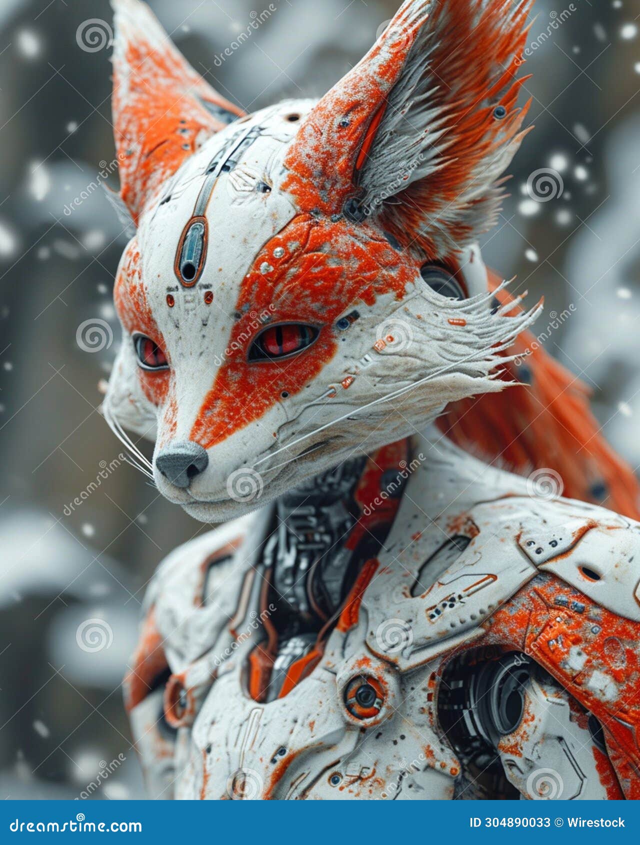 AI Generated Illustration of a Cyber Robotic Fox Stock Illustration ...