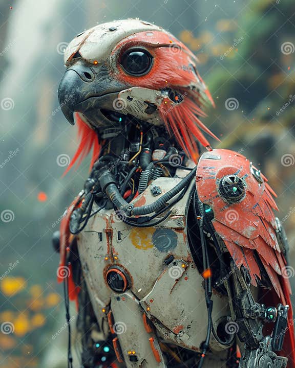 AI Generated Illustration of a Cyber Robotic Hawk Stock Illustration ...