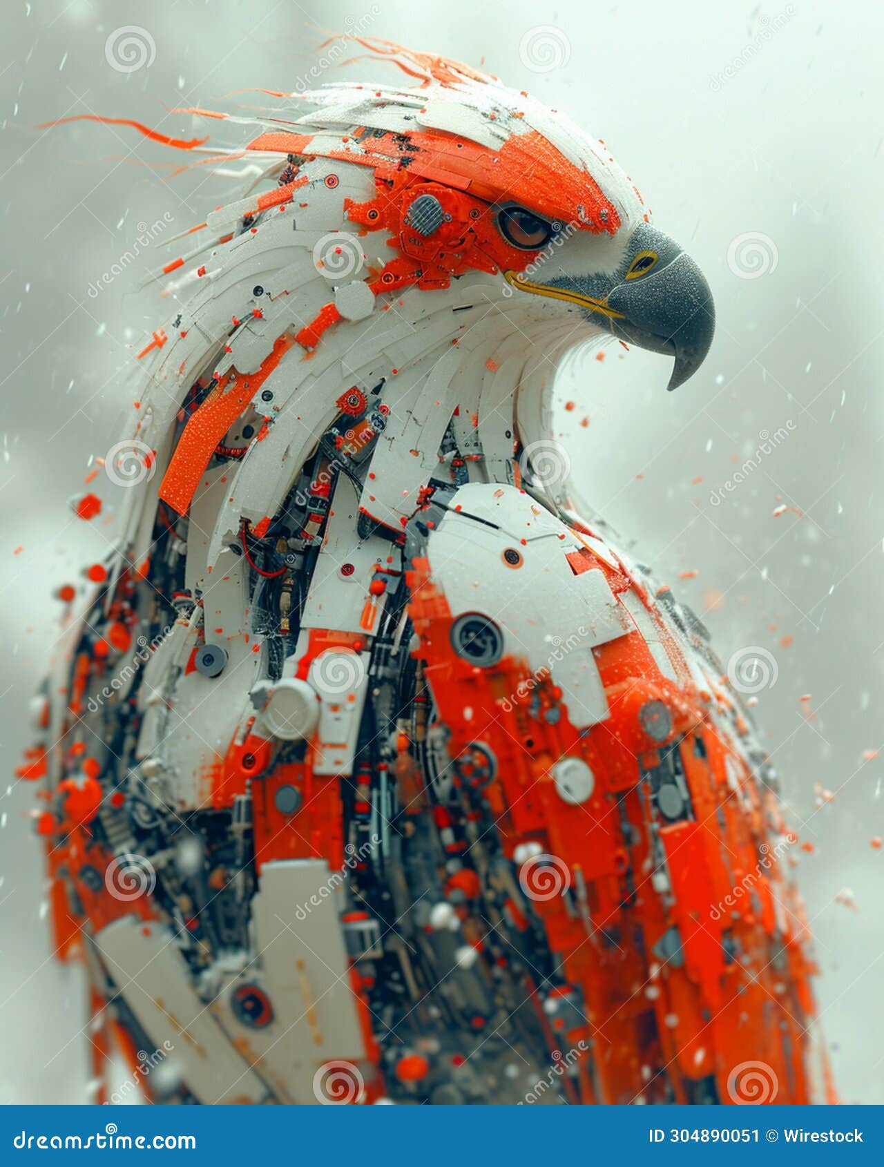 AI Generated Illustration of a Cyber Robotic Hawk Stock Illustration ...