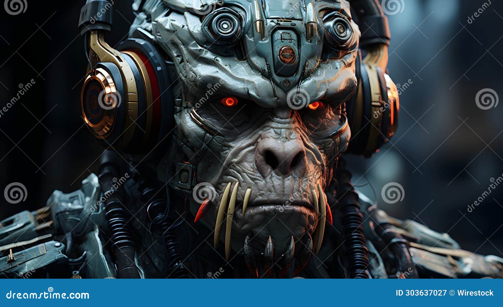 AI-generated Illustration of a Cyborg Gorilla Stock Illustration ...