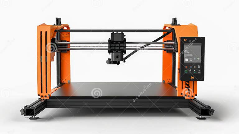 AI Generated Illustration of a 3D Printer with an Orange Frame and a ...