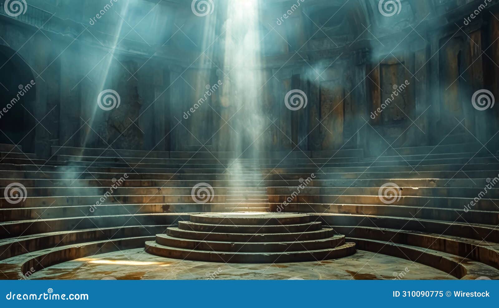 AI-generated Illustration of the Dark Interior of an Ancient Arena with ...