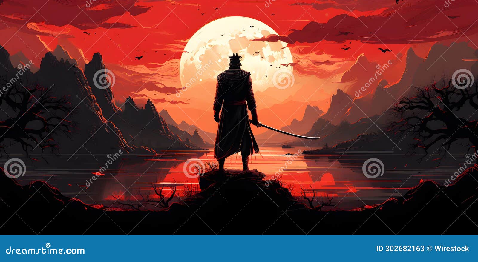 AI Generated Illustration of a Dark Silhouette of a Man Standing in a ...